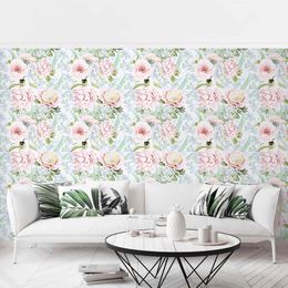 Bilderwelten Mustertapete Pastell Blumen Rosa Blau