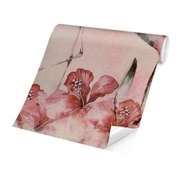 Fototapete Shabby Chic Collage - Flamingo