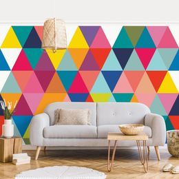 Bilderwelten Fototapete Vliestapete modern Wandtapete bunt - Buntes Dreieck-Muster - Geometrisch Wohnzimmer Schlafzimmer