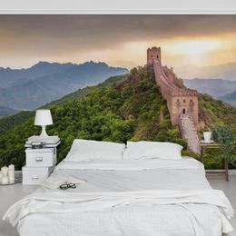 Bilderwelten Fototapete Natur Motiv Wandtapete gr&uuml;n - Die unendliche Mauer von China - China Wohnzimmer Schlafzimmer