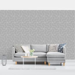 Bilderwelten Fototapete Vliestapete modern 3D-Effekt grau - Dreidimensionale Struktur Linienmuster - Geometrisch Wohnzimmer Schlafzimmer