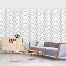 Bilderwelten Fototapete Vliestapete modern 3D-Effekt schwarz weiss - Dreidimensionale W&uuml;rfel Linienmuster - Geometrisch Wohnzimmer Schlafzimmer