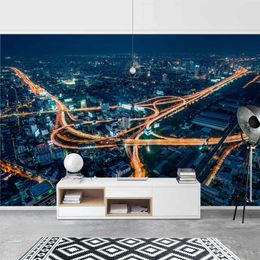Bilderwelten Fototapete Stadt Motiv Wandtapete blau - Eine Nacht in Bangkok - Asia Wohnzimmer Schlafzimmer