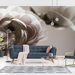 Bilderwelten Fototapete Blumen Motiv Wandtapete beige - Dunkle Bl&uuml;te im Fokus - Rose Wohnzimmer Schlafzimmer