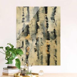 Bilderwelten Glasbild originell Abstrakt gold Aquarell - Abstraktes Aquarell mit Gold - Deko Wohnzimmer Schlafzimmer