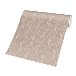 Bilderwelten Mustertapete Vliestapete Vintage Wandtapete beige - Art Deco Diamant Muster vor Beige XXL - Geometrisch Wohnzimmer Schlafzimmer