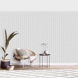 Bilderwelten Fototapete Vliestapete modern 3D-Effekt schwarz weiss - Dreidimensionales W&uuml;rfel und Sterne Muster - Geometrisch Wohnzimmer Schlafzimmer