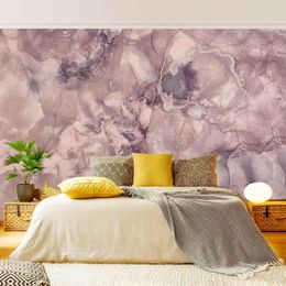 Bilderwelten Fototapete originell Abstrakt Steinoptik violett - Farbexperimente Marmor Violett - Beton Wohnzimmer Schlafzimmer