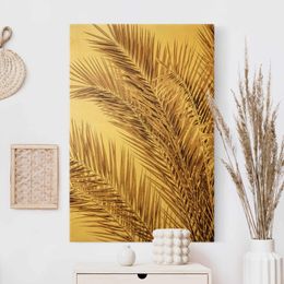 Bilderwelten Leinwandbild Bronzefarbene Palmenwedel
