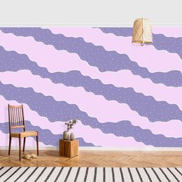 Bilderwelten Fototapete Vliestapete modern Wandtapete violett - Diagonale Wellen mit Punkten in Lila Rosa - Deko Wohnzimmer Schlafzimmer