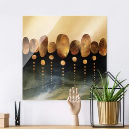 Bilderwelten Glasbild originell Abstrakt gold Aquarell - Abstrakte goldene Steine - Deko Wohnzimmer Schlafzimmer