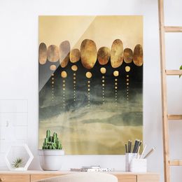 Bilderwelten Glasbild originell Abstrakt gold Aquarell - Abstrakte goldene Steine - Deko Wohnzimmer Schlafzimmer