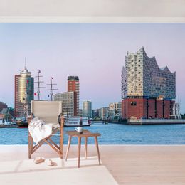 Bilderwelten Fototapete Stadt Motiv Wandtapete rot - Elbphilharmonie Hamburg - Architektur Wohnzimmer Schlafzimmer