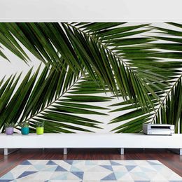 Bilderwelten Fototapete Natur Tropisch Wandtapete gr&uuml;n - Blick durch gr&uuml;ne Palmenbl&auml;tter - Pflanzen Wohnzimmer Schlafzimmer