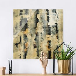 Bilderwelten Glasbild originell Abstrakt gold Aquarell - Abstraktes Aquarell mit Gold - Deko Wohnzimmer Schlafzimmer