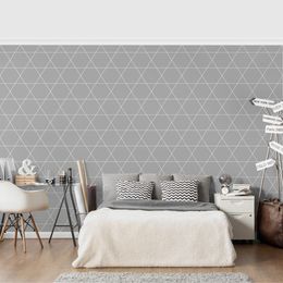Bilderwelten Fototapete Vliestapete modern Wandtapete grau - Einfaches Rautenmuster wei&szlig; - Geometrisch Wohnzimmer Schlafzimmer