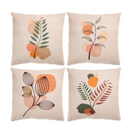 Bilderwelten Dekokissen 4er Set bunt Pop Art - Boho Bl&auml;tter Set - Geometrisch Jugendzimmer
