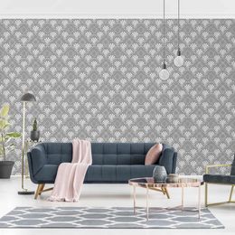 Bilderwelten Mustertapete Vliestapete Vintage Wandtapete grau - Glitzeroptik mit Art Deco Muster auf Grau - Geometrisch Wohnzimmer Schlafzimmer