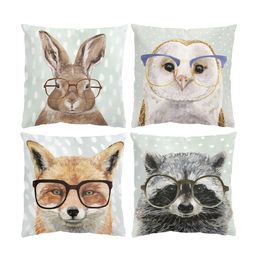 Bilderwelten Dekokissen 4er Set Bebrillte Tiere Set II