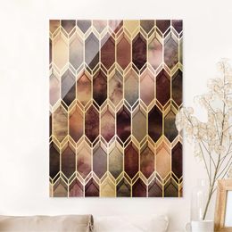 Bilderwelten Glasbild originell Abstrakt rosa Aquarell - Glasmalerei geometrisch Ros&eacute; Gold - Geometrisch Wohnzimmer Schlafzimmer