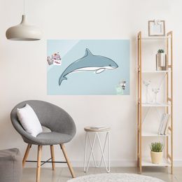 Bilderwelten Glasbild - Querformat Delfin Line Art