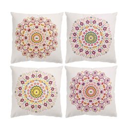 Bilderwelten Dekokissen 4er Set bunt Pop Art - Azteken Boho Mandala Set - Geometrisch Jugendzimmer