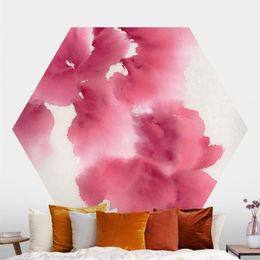 Bilderwelten Hexagon Tapete Blumen Abstrakt Aquarell beige - K&uuml;nstlerische Flora I - Deko Wohnzimmer Schlafzimmer