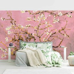 Bilderwelten Fototapete Blumen modern Wandtapete rosa - Vincent van Gogh - Mandelbl&uuml;te in altrosa - Deko Wohnzimmer Schlafzimmer
