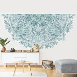 Bilderwelten Mustertapete Mandala Aquarell Ornament halbkreis t&uuml;rkis