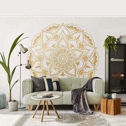 Bilderwelten Fototapete Spirituell Orientalisch Wandtapete gold - Mandala Blume gold wei&szlig; - Ornamente Wohnzimmer Schlafzimmer