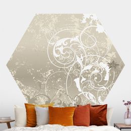 Bilderwelten Hexagon Tapete Vliestapete Vintage Wandtapete pastell - Perlmutt Ornament Design - Deko Wohnzimmer Schlafzimmer