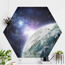 Bilderwelten Hexagon Tapete Himmel Fotomontage Wandtapete blau - Galaxy Light - Himmel Jugendzimmer