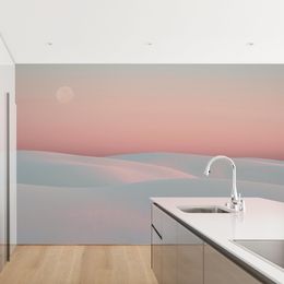 Bilderwelten Fototapete D&uuml;nen im Mondschein selbstklebende Tapete Wandtapeten Vliestapete - Sand Mond Abendrot - rot gelb - Wohnzimmer - nach Ma&szlig;