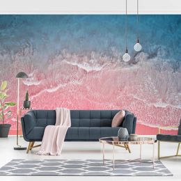 Bilderwelten Fototapete Strand Motiv Wandtapete pink - Ozean in Pink - Landschaft Wohnzimmer Schlafzimmer