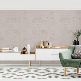Bilderwelten Mustertapete Linienmuster Stempel in Taupe