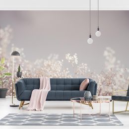 Bilderwelten Fototapete Blumen Landhaus Wandtapete beige - Sanfter Bl&uuml;tentraum - Deko Wohnzimmer Schlafzimmer