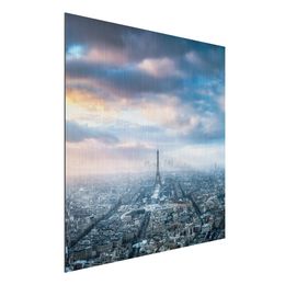 Alu Dibond Outdoor Bild - Winter in Paris - Stadt blau Motiv wetterfest Architektur Wohnzimmer Schlafzimmer