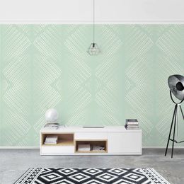 Bilderwelten Mustertapete Vliestapete Vintage Wandtapete gr&uuml;n - Rautenmuster mit Streifen in Mintgr&uuml;n - Geometrisch Wohnzimmer Schlafzimmer