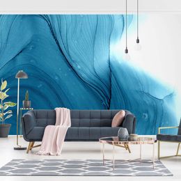 Bilderwelten Fototapete originell Abstrakt Wandtapete blau - Meliertes Blau - Deko Wohnzimmer Schlafzimmer