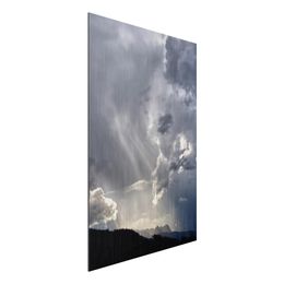 Bilderwelten Alu Dibond Outdoor Bild Natur blau Motiv wetterfest - Wilde Wolken - Himmel Wohnzimmer Schlafzimmer