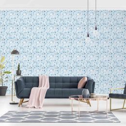 Bilderwelten Mustertapete Vliestapete modern Fliesenoptik blau - Marmor Hexagone Blaue Schattierungen - Geometrisch Wohnzimmer Schlafzimmer