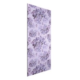 Bilderwelten Alu Dibond Outdoor Bild violett Illustration Aquarell - Zartes Aquarell Fliederbl&uuml;ten Muster - Deko Wohnzimmer Schlafzimmer