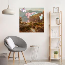 Bilderwelten Glasbild Natur Fotomontage gr&uuml;n Glas Wandbild - Open 24 Hours - Berg Wohnzimmer Schlafzimmer
