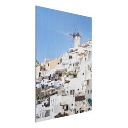 Bilderwelten Alu Dibond Outdoor Bild Stadt weiss Motiv wetterfest - Wei&szlig;es Griechenland - Architektur Wohnzimmer Schlafzimmer
