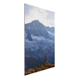 Alu Dibond Outdoor Bild - Wegmarkierung in den Alpen - Natur bunt Motiv wetterfest Berg Wohnzimmer Schlafzimmer