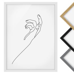 Bilderwelten Bild mit Rahmen - Hochformat Fragende Hand Line Art