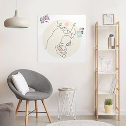 Bilderwelten Glasbild originell Line Art rosa Glas Wandbild - Z&auml;rtliches Paar Line Art - Erotik Wohnzimmer Schlafzimmer