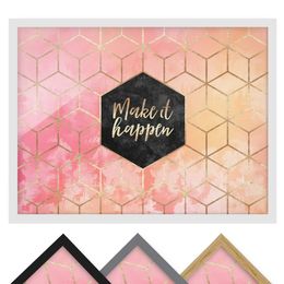 Bilderwelten Bild mit Rahmen - Querformat Make It Happen Geometrie Pastell
