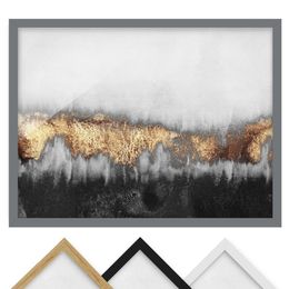 Bilderwelten Bild mit Rahmen - Querformat Goldspuren in Aquarell