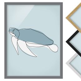 Bilderwelten Bild mit Rahmen - Hochformat Schildkr&ouml;te Line Art